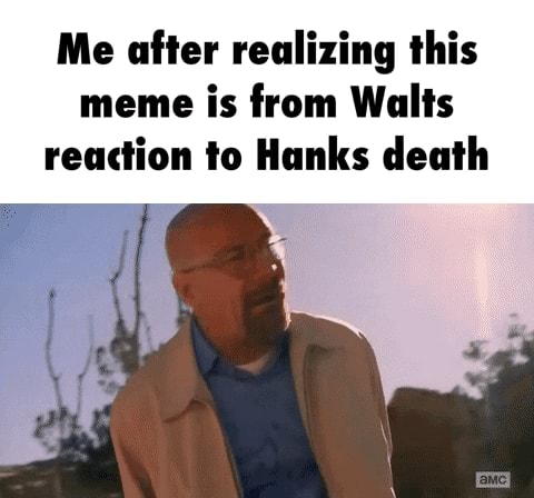 Me after realizing this meme is from Walts reaction to Hanks death - iFunny