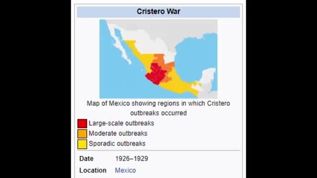 Cristero War Map of Mexico showing regions in which Crist curred ...