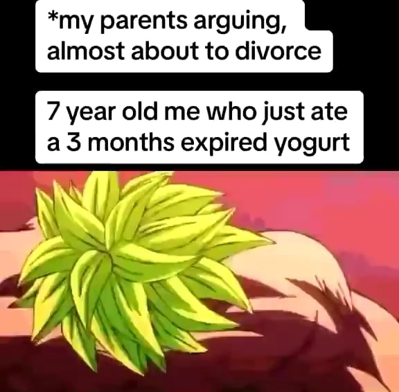 *my parents arguing, almost about to divorce 7 year old me who just ate ...