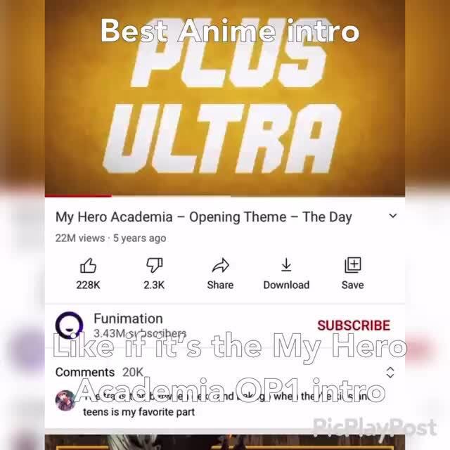 Best Anime intro ULTRA My Hero Academia Opening Theme The Day views ...