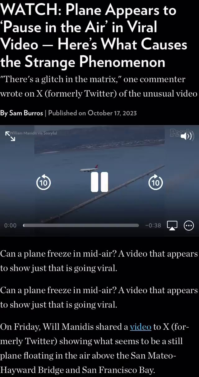 WATCH: Plane Appears to 'Pause in the Air' in Viral Video - Here's What Causes the Strange ...