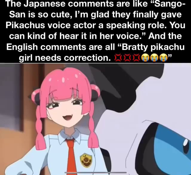 The Japanese comments are like "Sango- San is so cute, I'm glad they ...