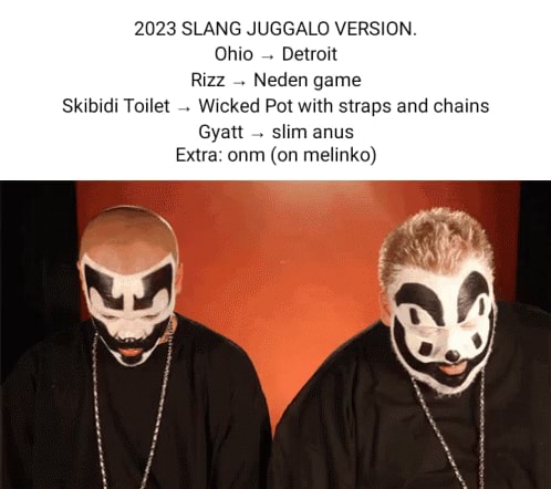 2023 SLANG JUGGALO VERSION. Ohio Detroit Rizz Neden game Skibidi Toilet ...