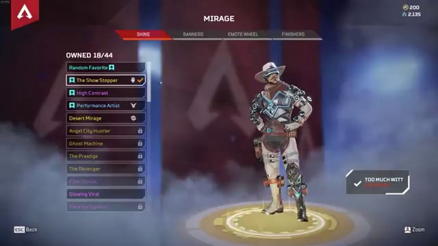 @200 wh 2a35 MIRAGE BANNERS EMOTE WHEEL FINISHERS OWNED Random Favorite ...