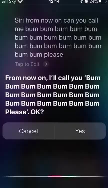 Siri from now on can you call me bum bum bum bum bum bum bum bum bum ...