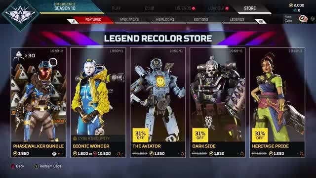 EMERGENCE SEASON10 APEX PACKS HEIRLOOMS EDITIONS LEGEND RECOLOR STORE ...