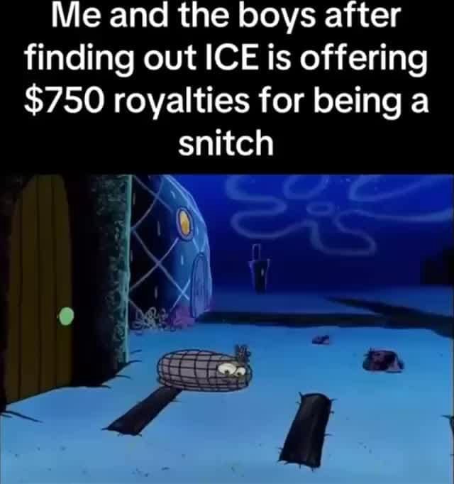 Me and the boys after finding out ICE is offering $750 royalties for ...