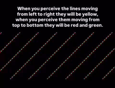 When you perceive the lines moving from left to right they will be yellow, when you perceive ...