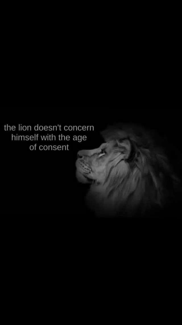 The lion doesn't concern himself with the age of consent - iFunny