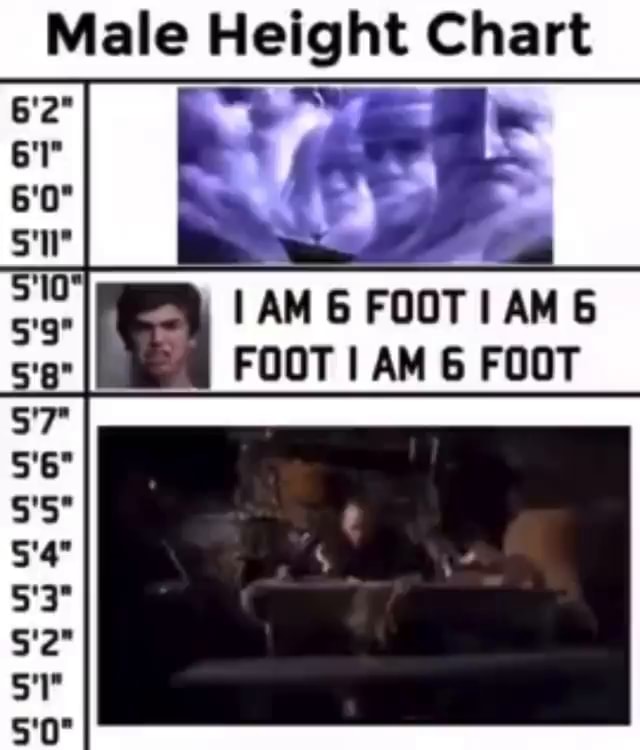 _Male Male Height Height Chart Chart Chart 6'0" AM 6 FOOTI AN FOOT I AM ...