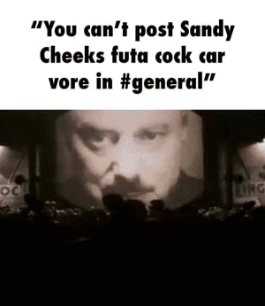 "You can't post Sandy Cheeks futa cock car vore in #general" - iFunny