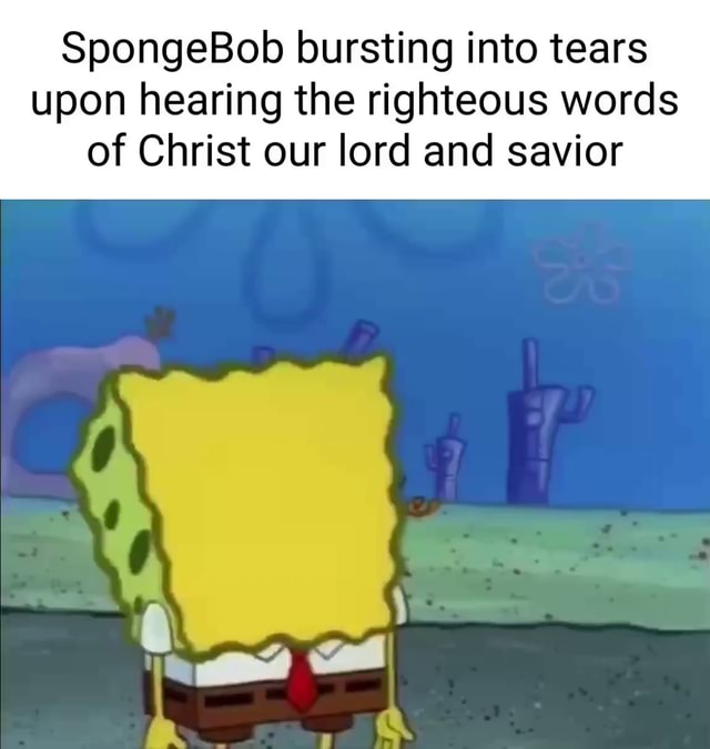SpongeBob bursting into tears upon hearing the righteous words of ...