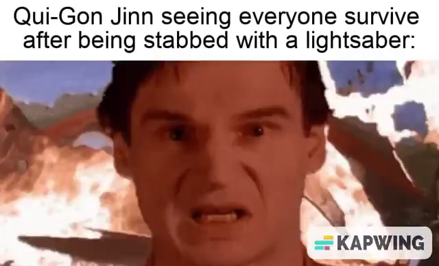 Qui-Gon Jinn seeing everyone survive after being stabbed with a ...