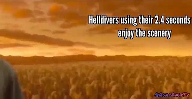 Helldivers using their 2.4 seconds enjoy the scenery - iFunny