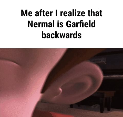 Me after realize that Nermal is Garfield backwards - iFunny