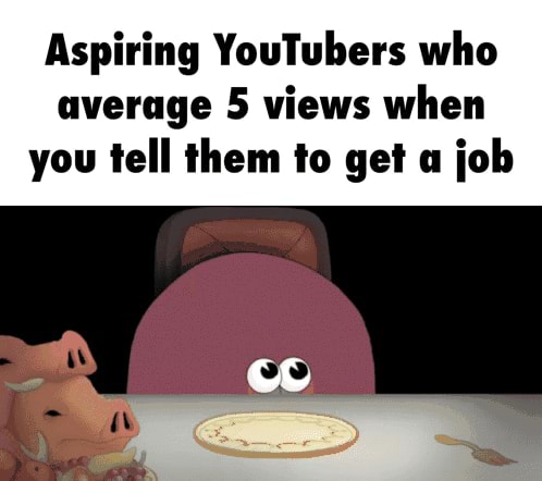 Aspiring YouTubers who average 5 views when you tell them to get a job ...