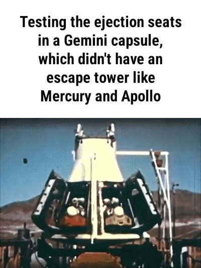 Testing the ejection seats in a Gemini capsule, which didn't have an ...