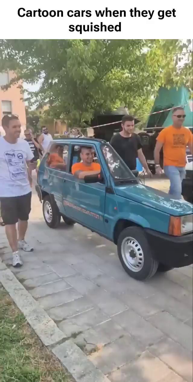 Cartoon cars when they get squished - iFunny