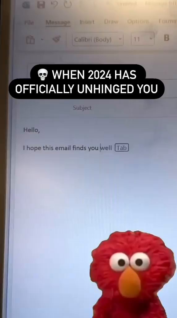 WHEN 2024 HAS OFFICIALLY UNHINGED YOU Hello, hope this email finds you ...