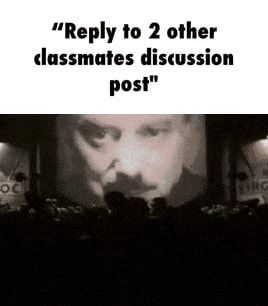 "Reply to 2 other classmates discussion post" - iFunny