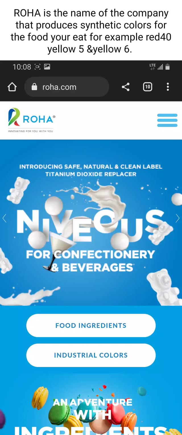 ROHA is the name of the company that produces synthetic colors for the ...