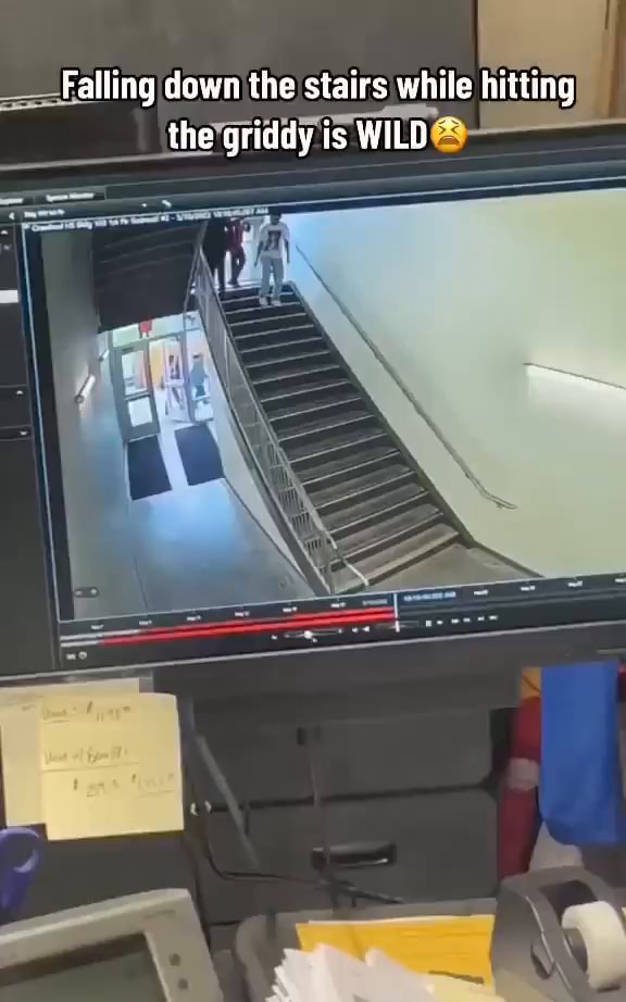Falling down the stairs while hitting the griddy is WILD - iFunny