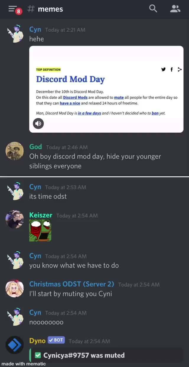 Cyn hehe TOP DEFINITION memes Discord Mod Day December the 10th is ...