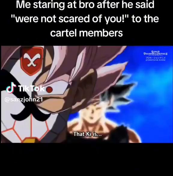 Me staring at bro after he said "were not scared of you!" to the cartel ...