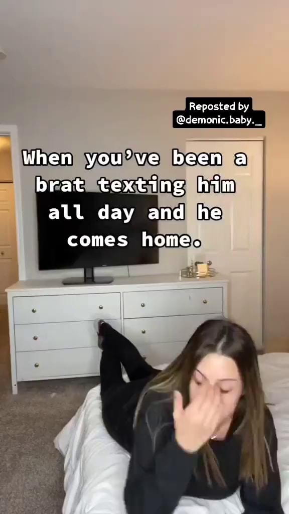 Reposted by @demonic.baby._ When you've been a brat texting him all day ...