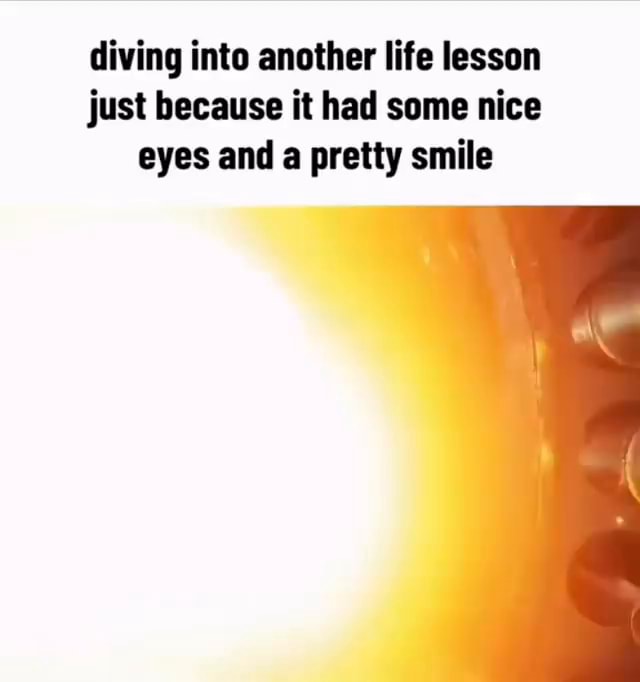 Diving into another life lesson just because it had some nice eyes and ...