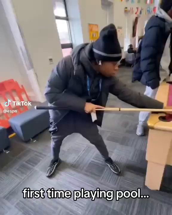 Tik ToK first time playing pool... - iFunny