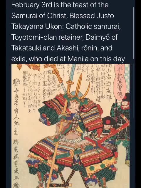 February 3rd is the feast of the Samurai of Christ, Blessed Justo ...