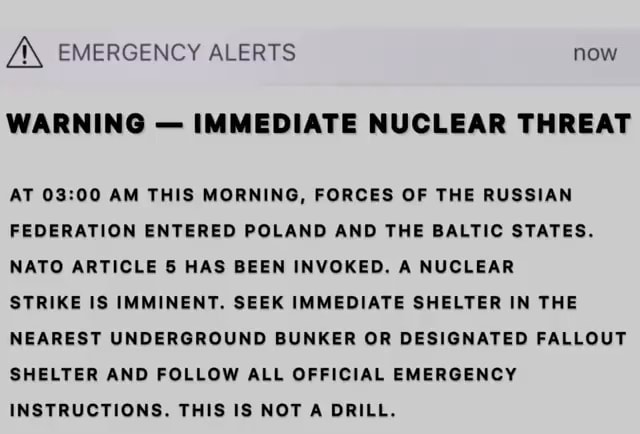 Z\ EMERGENCY ALERTS now WARNING - IMMEDIATE NUCLEAR THREAT AT AM THIS ...