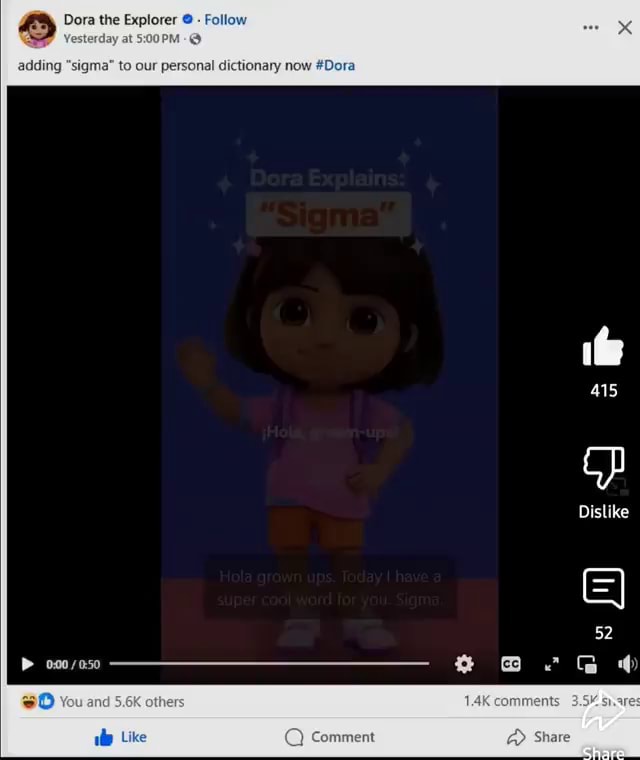 Dora the Explorer - Follow terday at adding "sigma* to our personal ...