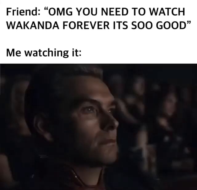 Friend: "OMG YOU NEED TO WATCH WAKANDA FOREVER ITS SOO GOOD" Me ...