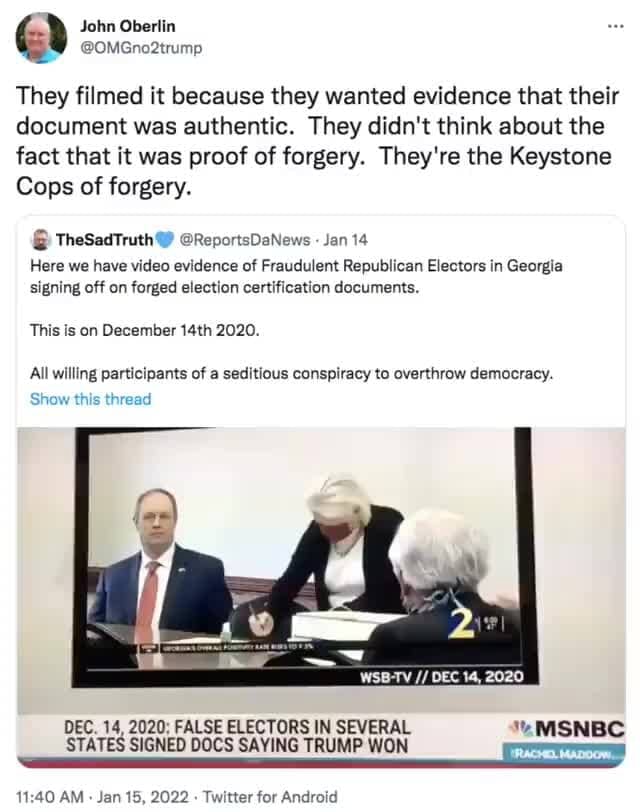 John Oberlin They filmed it because they wanted evidence that their ...