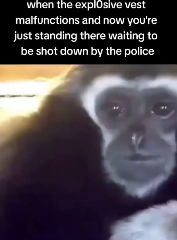 When the explOsive vest malfunctions and now you're just standing there ...