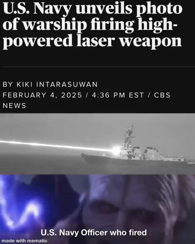 US. Navy unveils photo of warship firing high- powered laser weapon BY ...