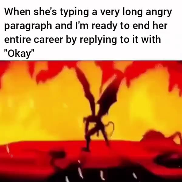 When she's typing a very long angry paragraph and I'm ready to end her ...