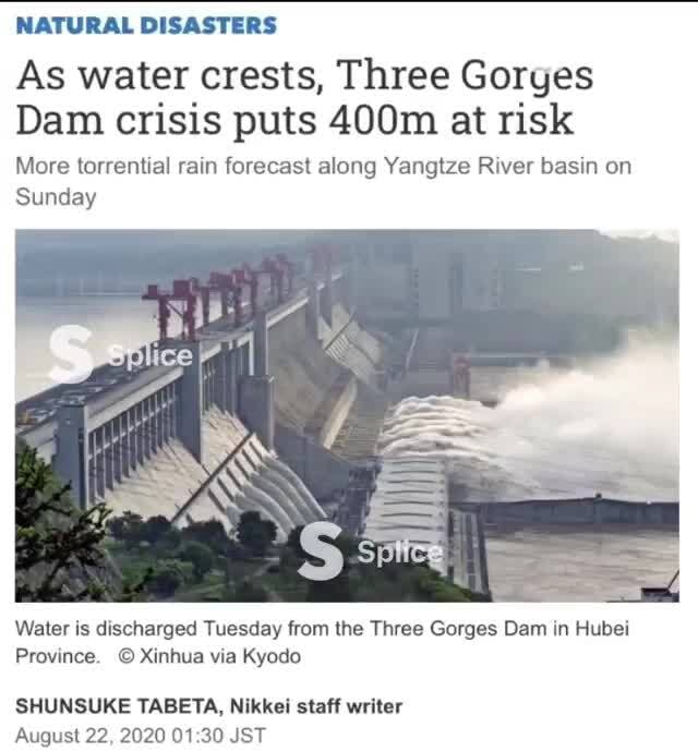 NATURAL DISASTERS As water crests, Three Gorges Dam crisis puts 400m at ...