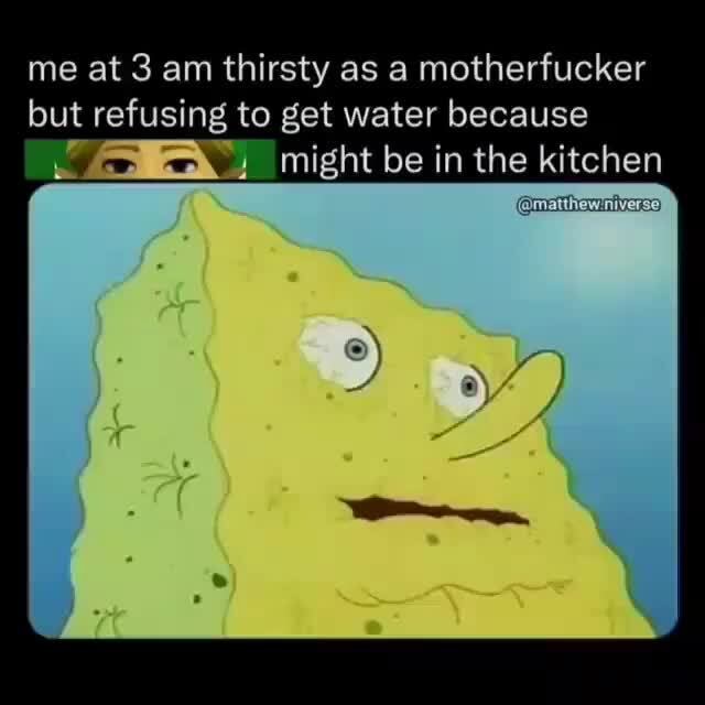 Me At 3 Am Thirsty As A Motherfucker But Refusing To Get Water Because
