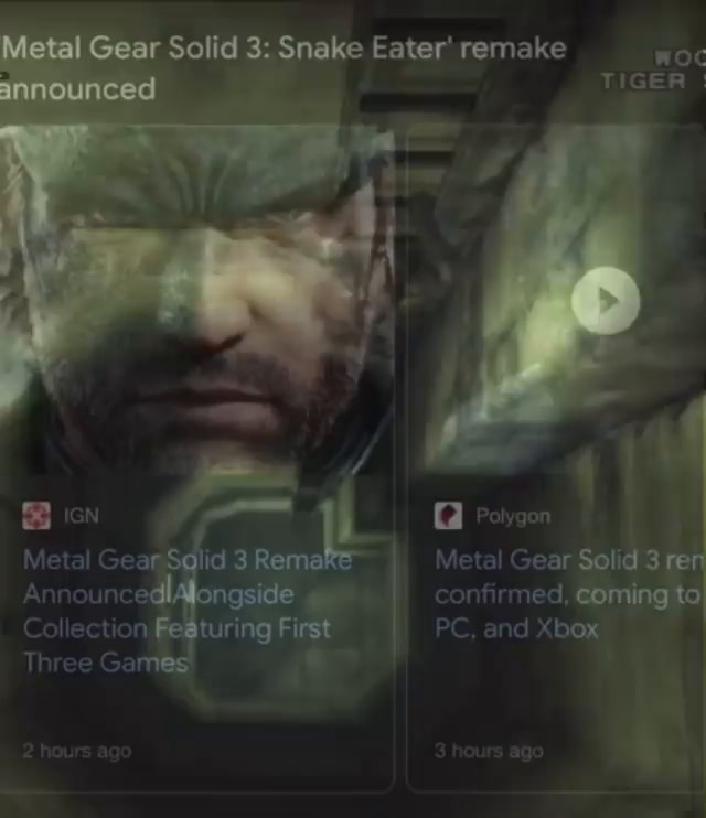 Meta Gear Solid 3: Snake Eater' remake woc TIGER Polygon Metal Gear ...