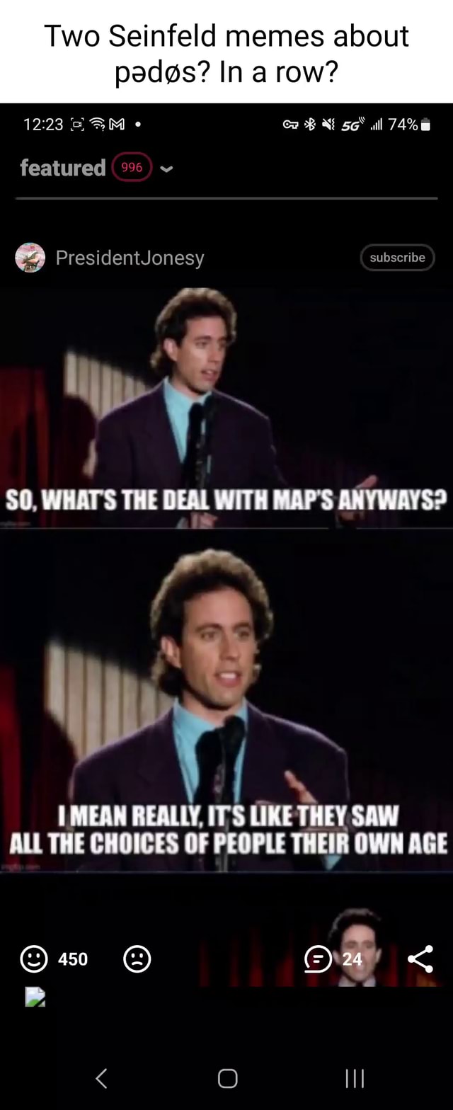 Two Seinfeld memes about In row? featured 996 PresidentJonesy subscribe ...