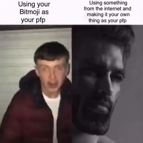 Using your Bitmoji as your pfp Using something from the internet and ...