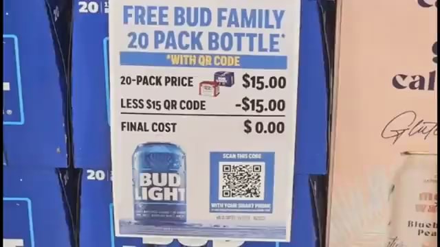 FREE BUD FAMILY 20 PACK BOTTLE' WITH OR CODE 20-PACK PRICE $15.00 LESS ...