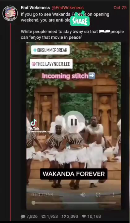 End Wokeness (En If you go to see Wakanda. on opening weekend, you are ...