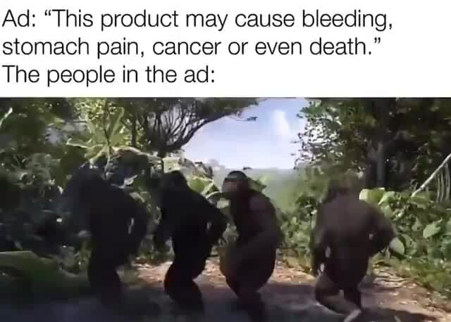 Begone Allergies - Ad: "This product may cause bleeding, stomach pain ...