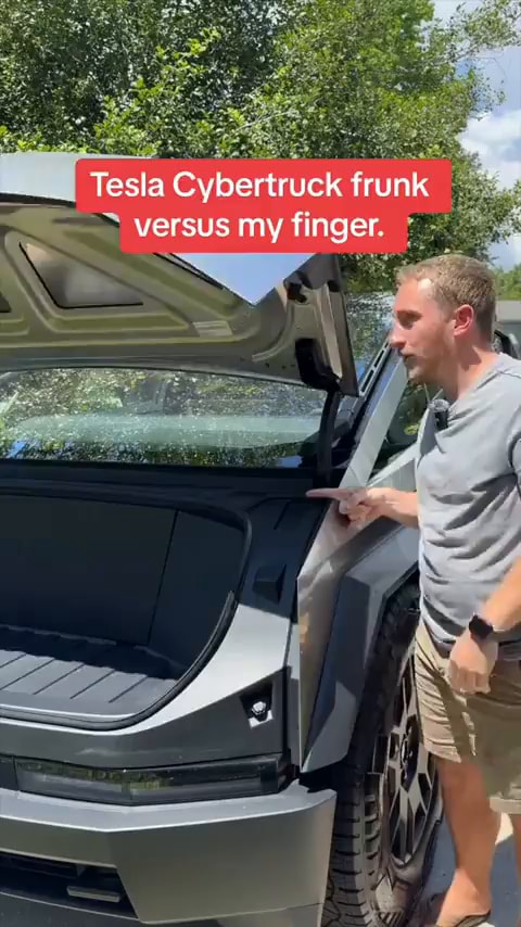 Tesla Cybertruck frunk "S versus my finger - iFunny