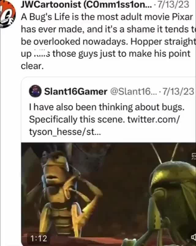 JWCartoonist (COmmisston... A Bug's Life is the most adult movie Pixar ...