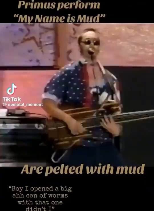 Primus perform "My Name is Mud" Are pelted with mud "Boy I opened a big ...